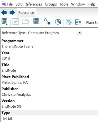 EndNote: Citing the EndNote program as a reference