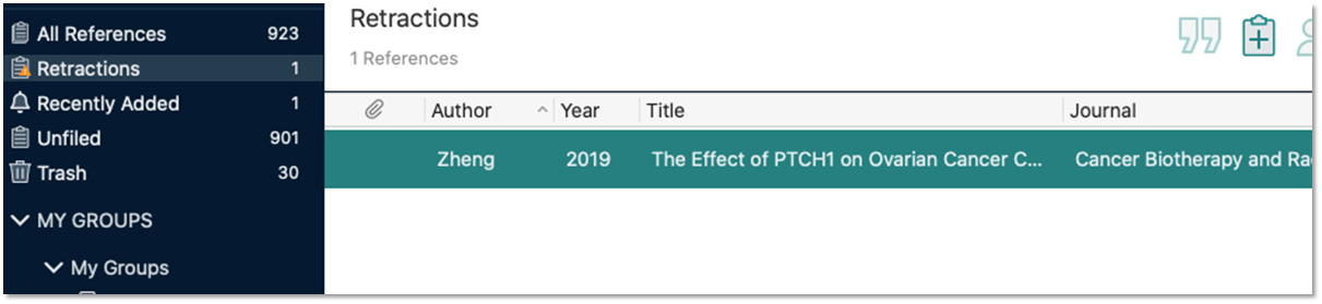 EndNote 20: Retraction Alerts