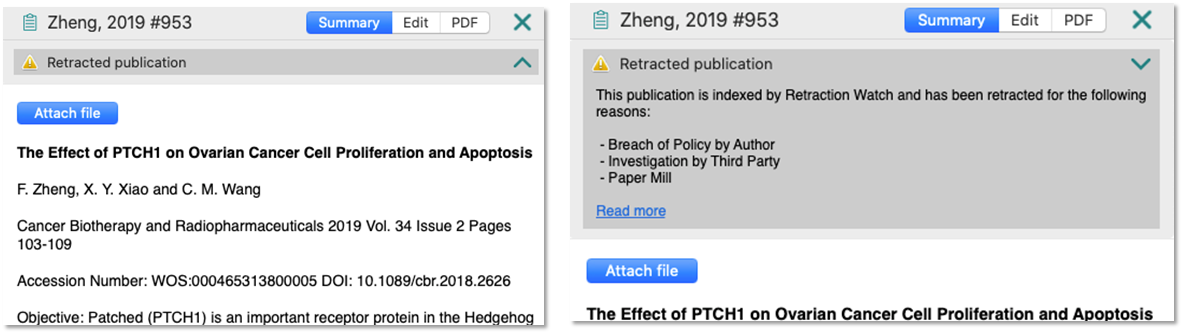 EndNote 20: Retraction Alerts