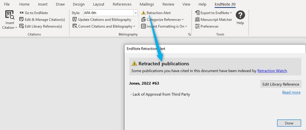 EndNote: CWYW Retraction Alerts