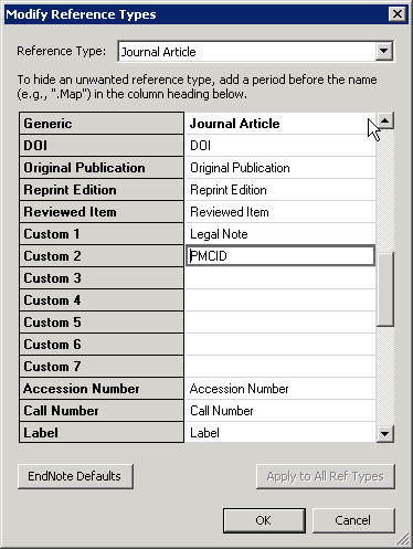 EndNote: Importing PMCID numbers