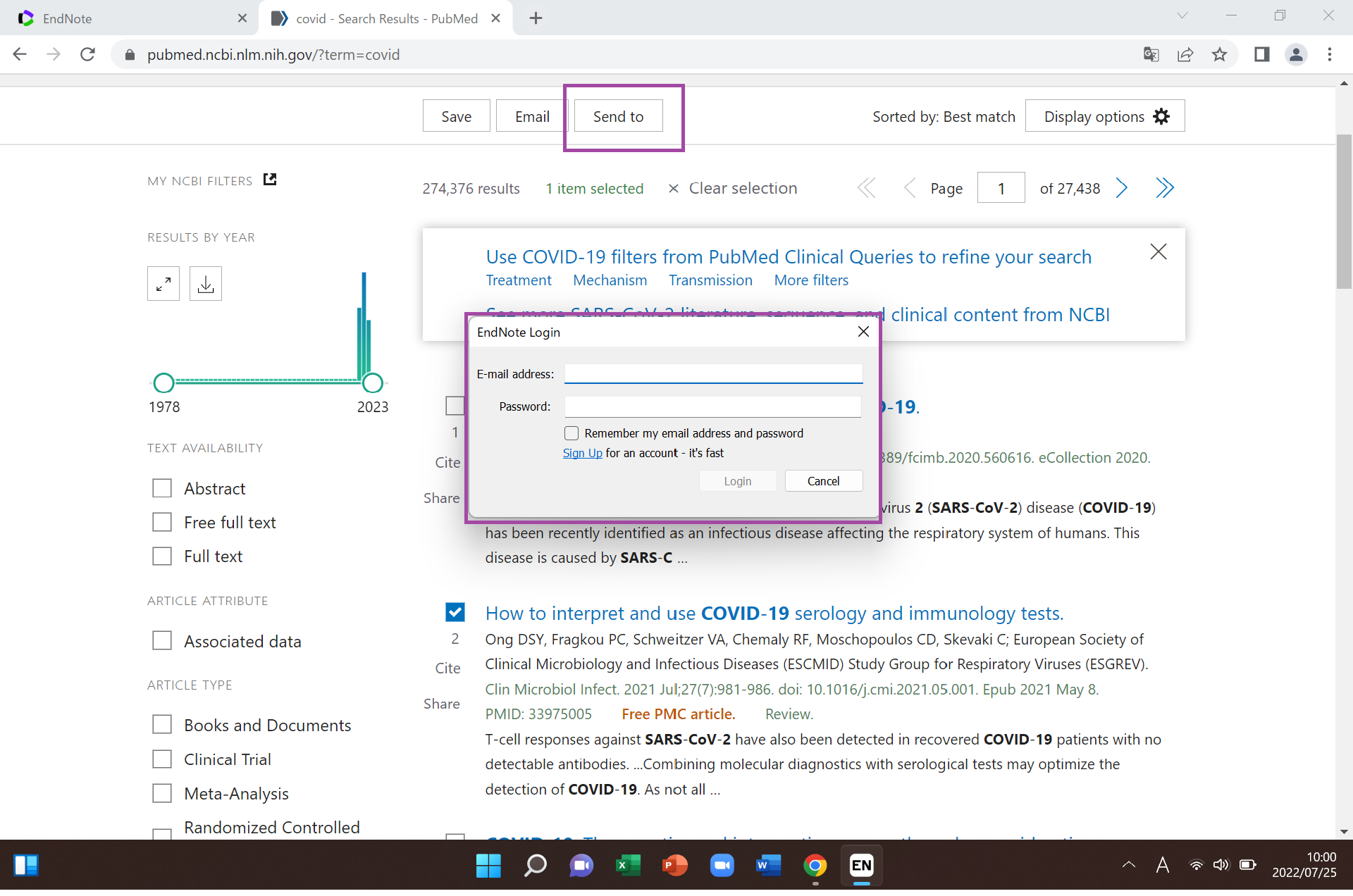 EndNote online: Pubmedからの文献の保存(Windows)