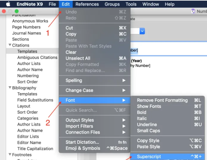 EndNote Mac：插入文献，如何将文献序号改为上标