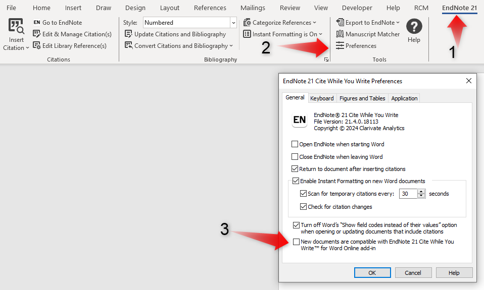 EndNote: Word Online CWYW