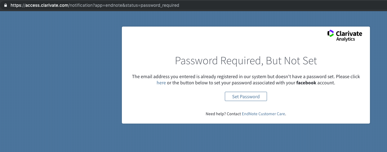 EndNote: EndNote registration could not be completed at this time