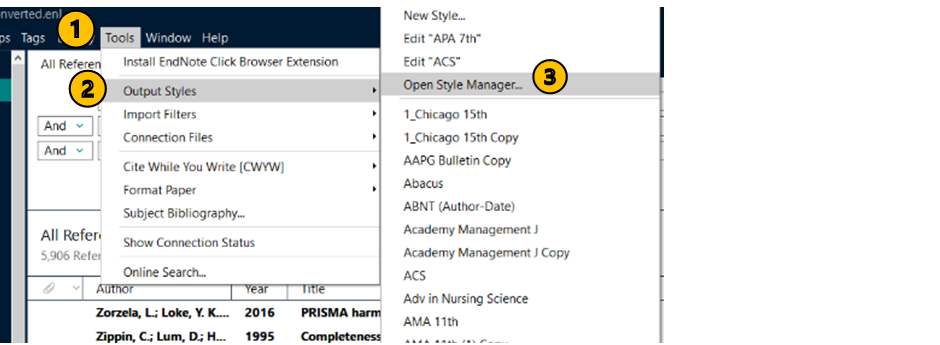EndNote: Ways of previewing style in EndNote desktop