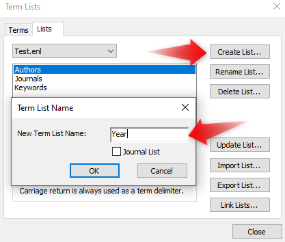 EndNote: Creating a New Term List and Linking to field