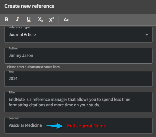EndNote Web/Online:Term Lists
