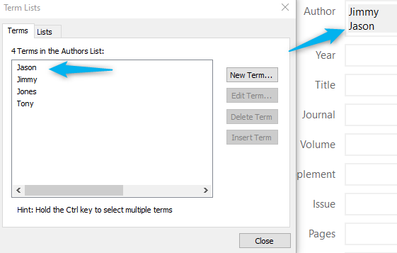 EndNote: Adding/Modifying Terms to a Term List