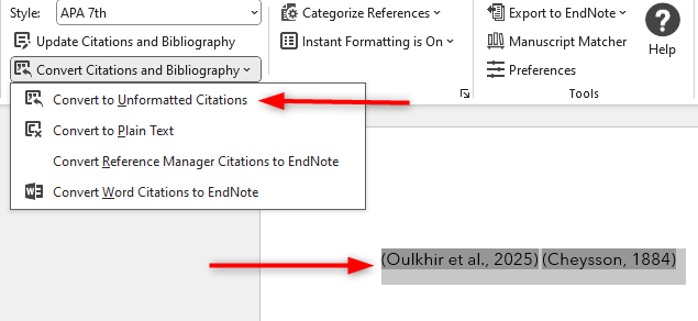 EndNote: How to convert multiple citations together as grouped citations