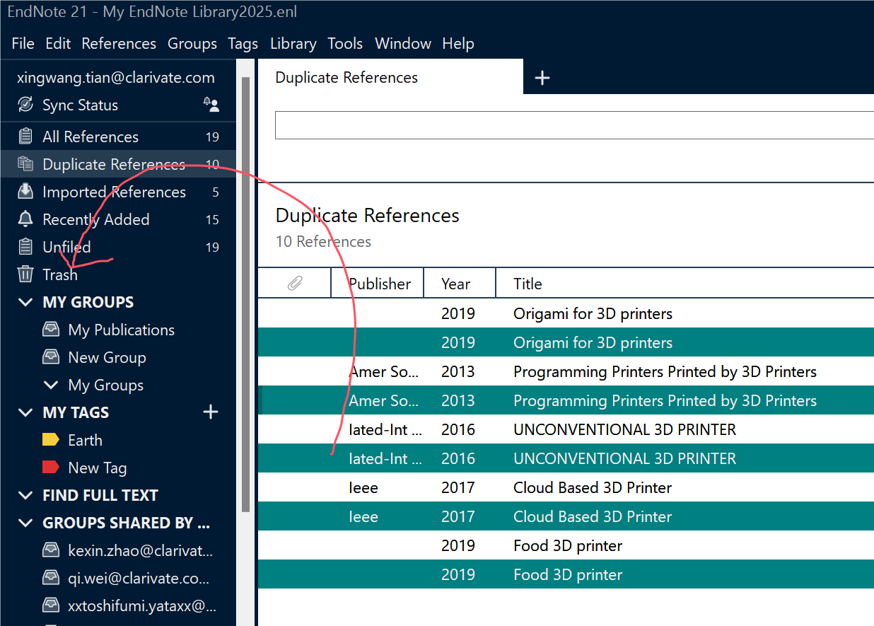 EndNote: 如何在Windows 版本EndNote 21 软件中批量删除重复文献