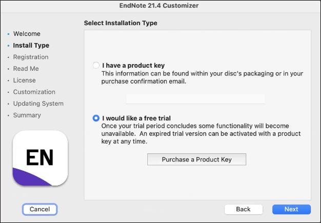 EndNote: Trial Installation