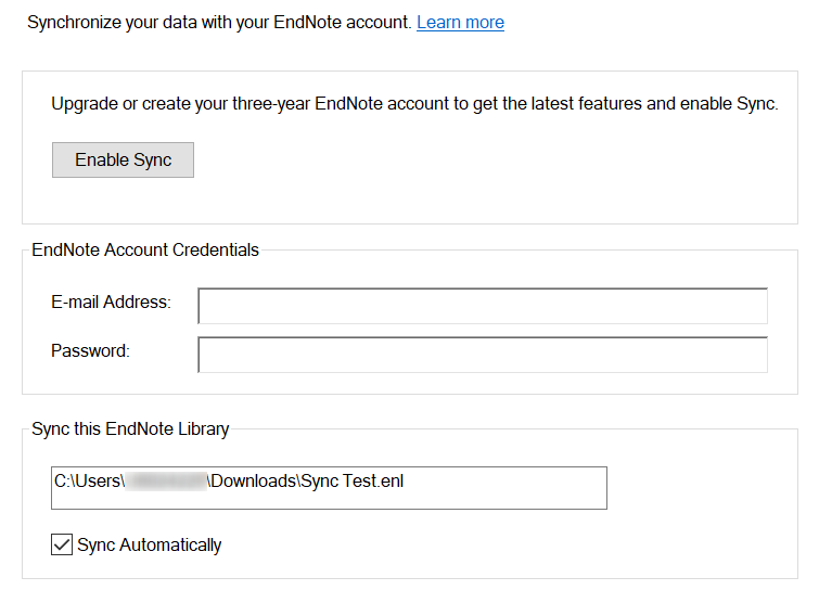 EndNote: How do I change the Sync Location?