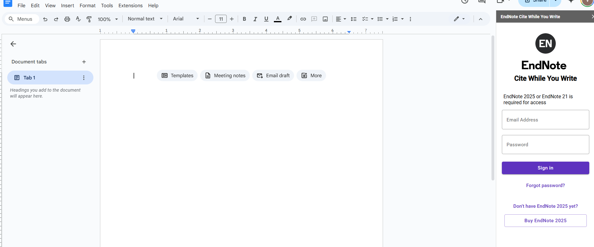 EndNote: Google Docs CWYW