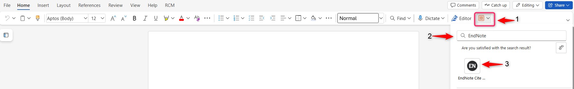 EndNote: Word Online CWYW