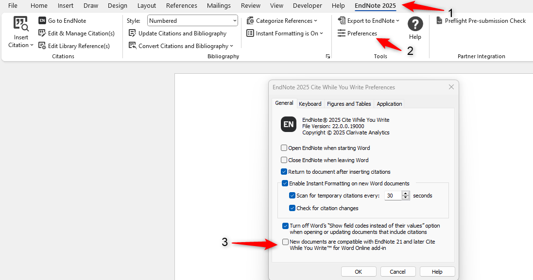 EndNote: Word Online CWYW