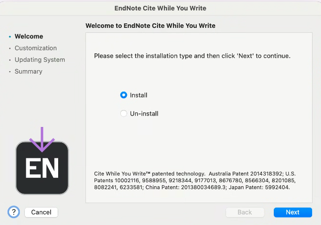 EndNote online: How to install Cite While You Write (CWYW)
