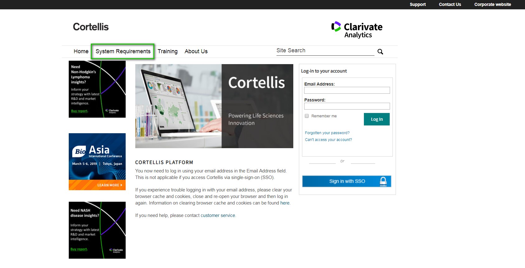Cortellis：系統需求