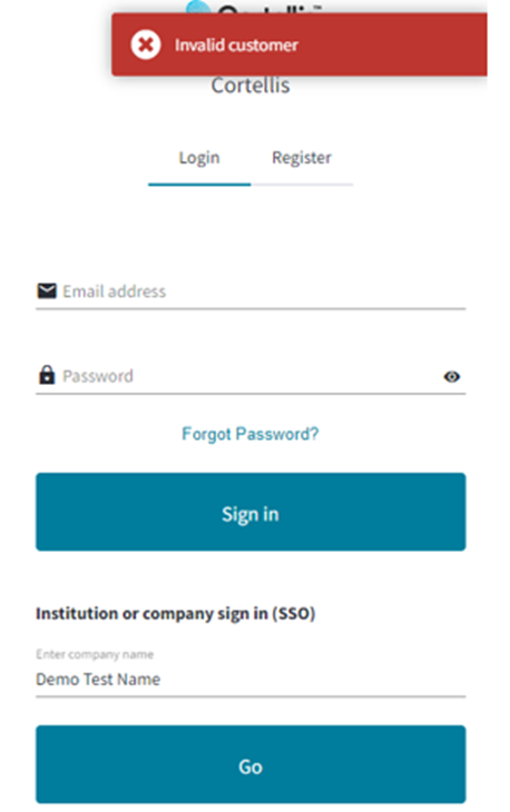 Common error messages: Invalid customer