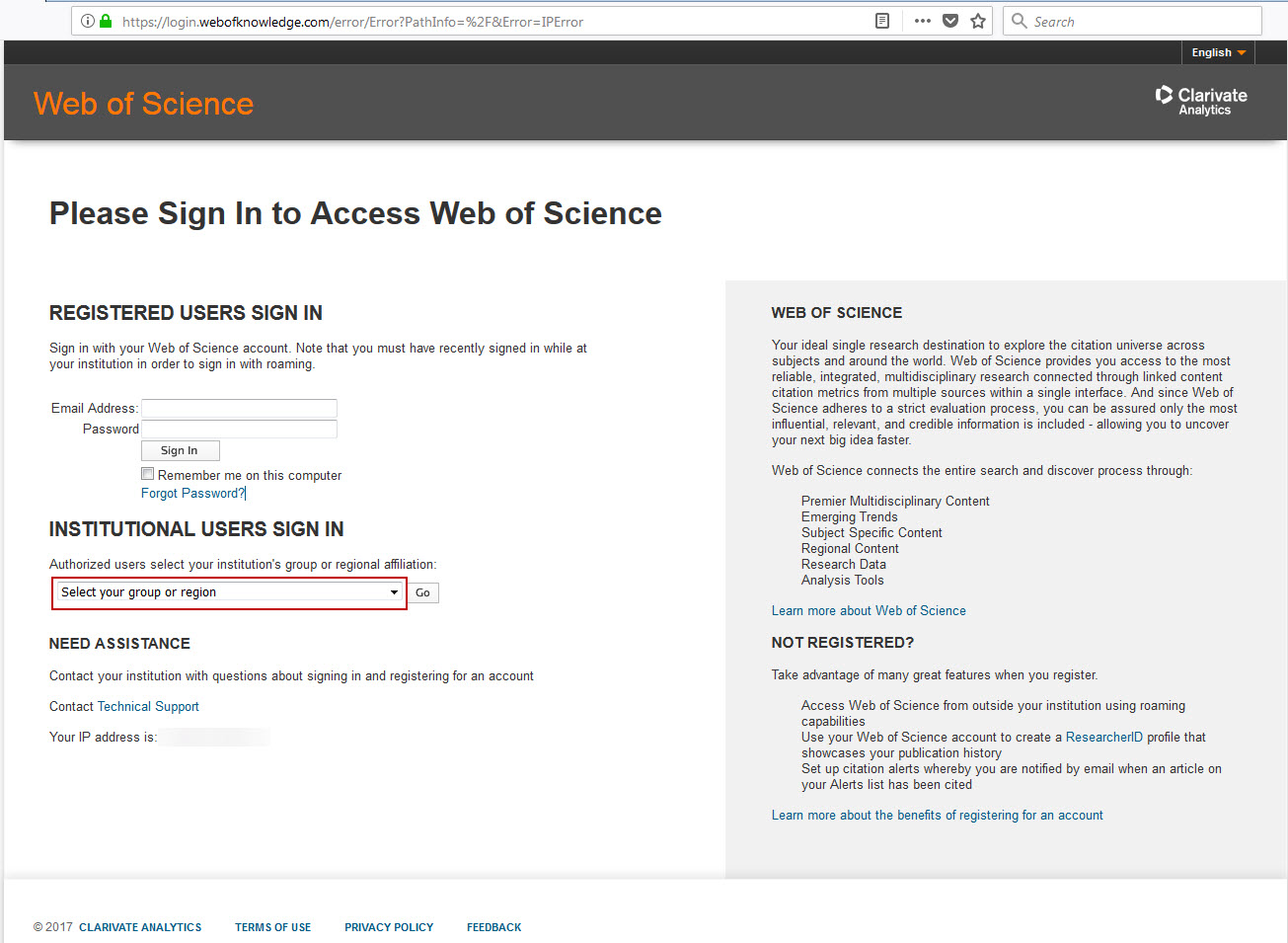 Web of Science: Access via Shibboleth or other Single Sign On options