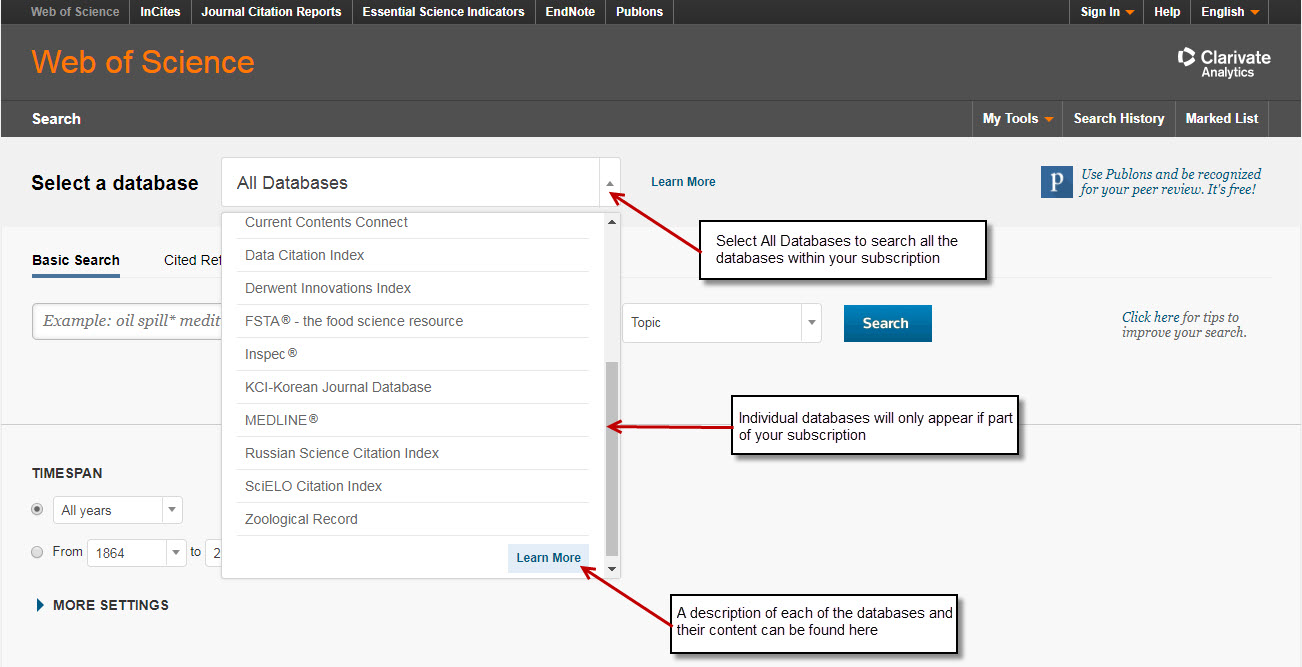 Web of Science: Choosing a Database