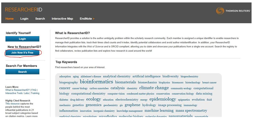 ResearcherID: 등록 방법
