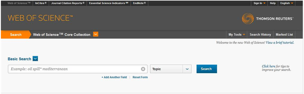 Web of Science Core Collection: 기본 검색/고급 검색