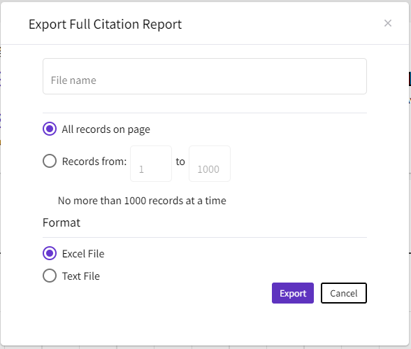 Web of Science Core Collection: Exporting Citation Report Records to Excel