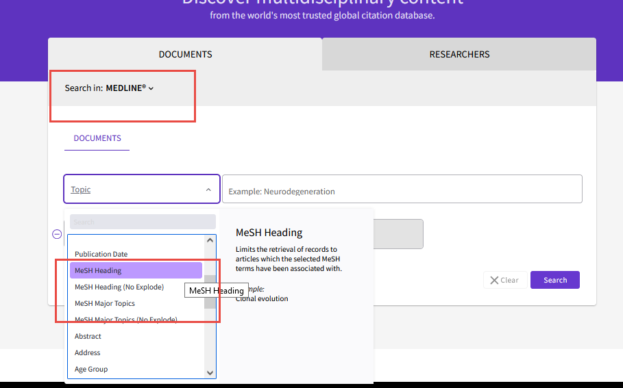 Medline: Using and Exploding MeSh terms in searching